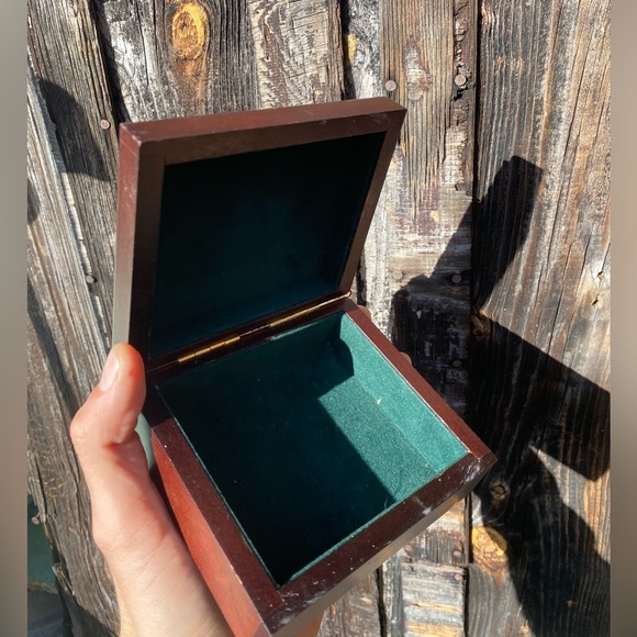 Storage & Organization | Vintage Wood Box Green Velvet Inside | Poshmark
